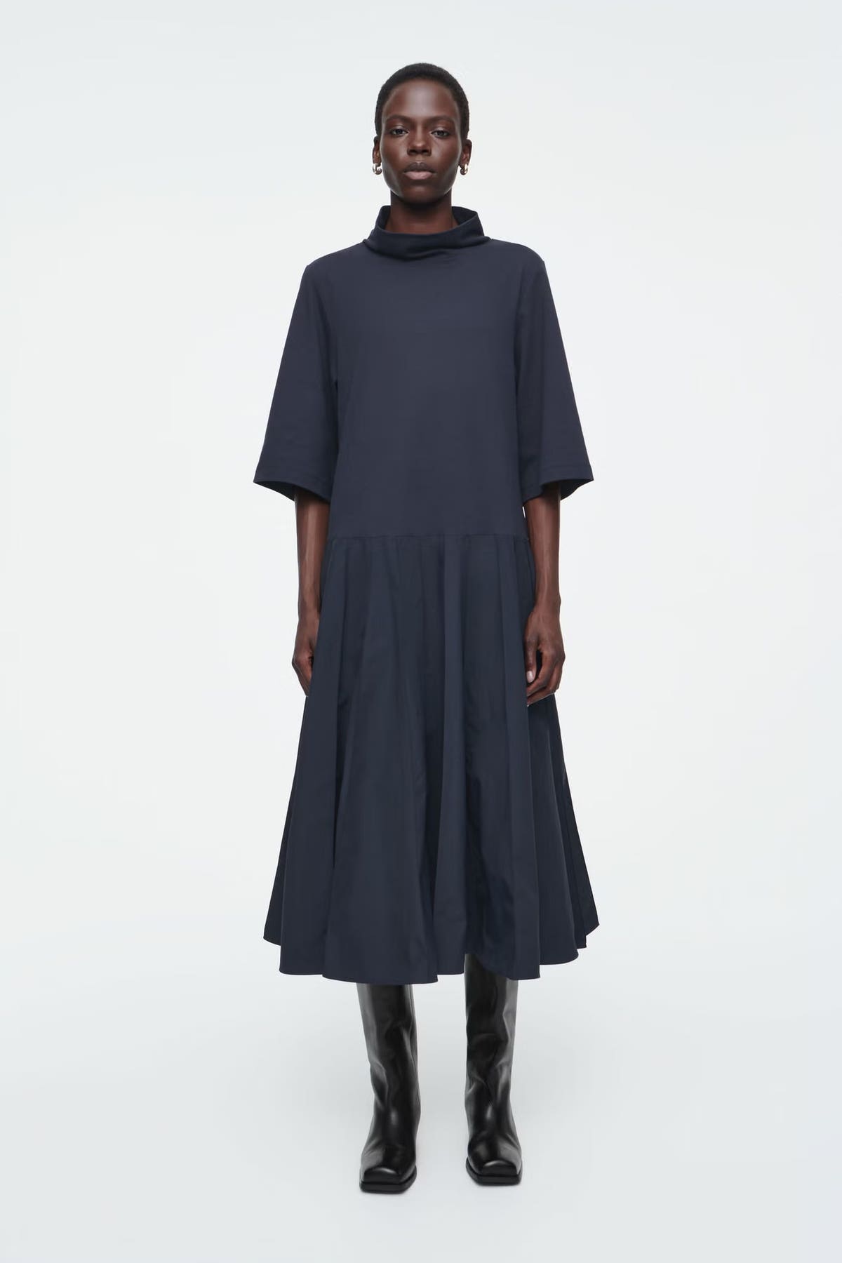 Funnel-neck Panelled Midi Dress | COS UAE