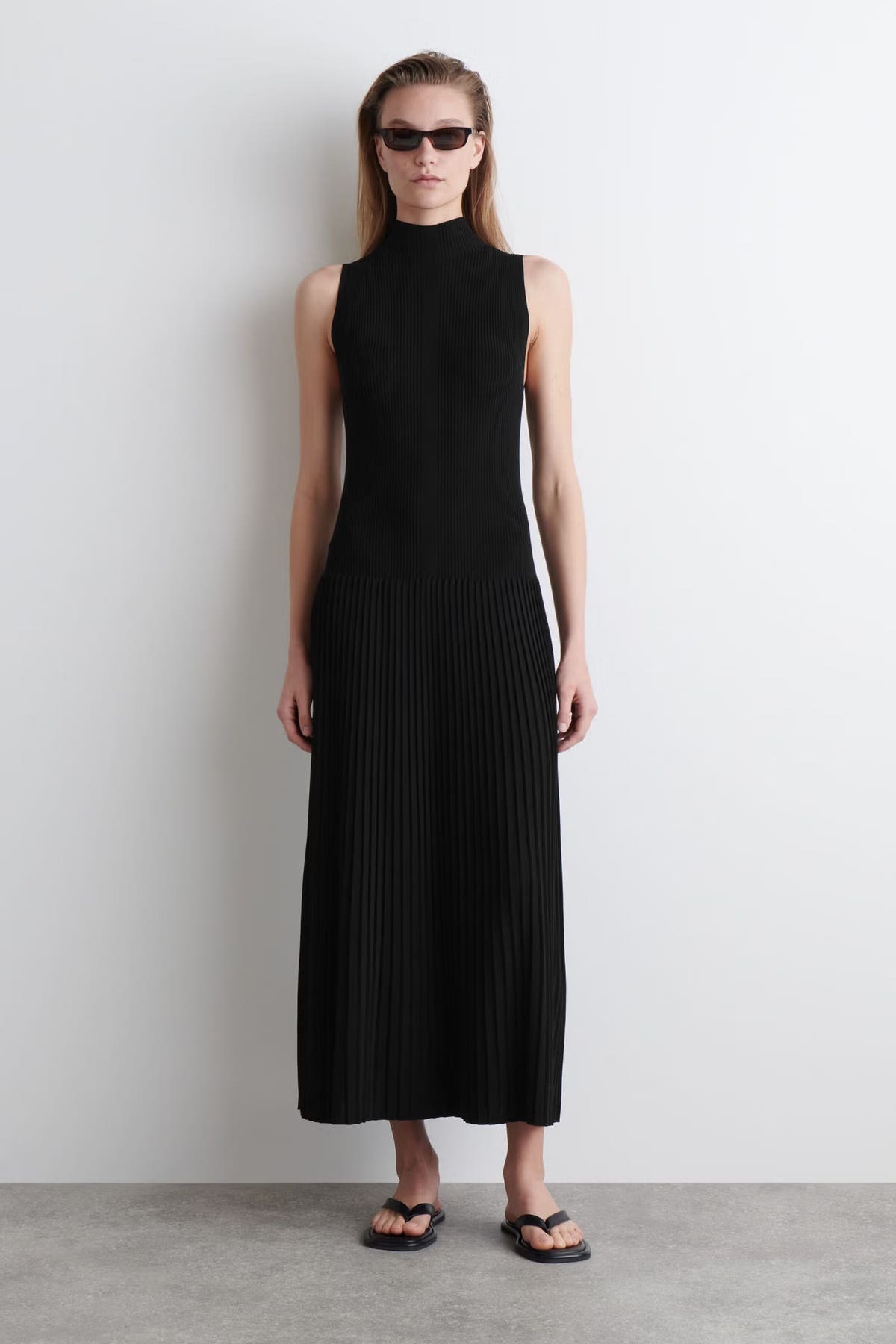 Pleated High-neck Maxi Dress | COS UAE