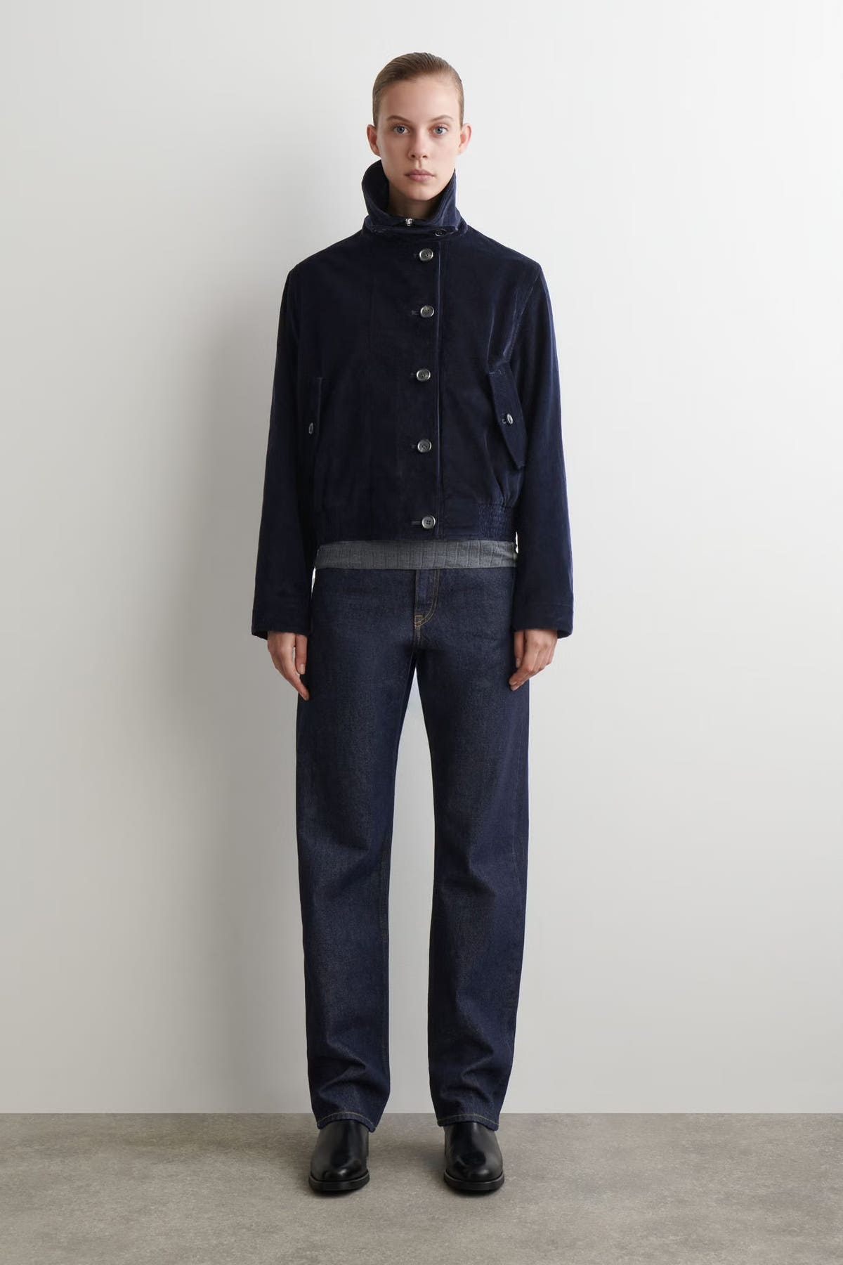Corduroy Funnel-neck Jacket | COS UAE