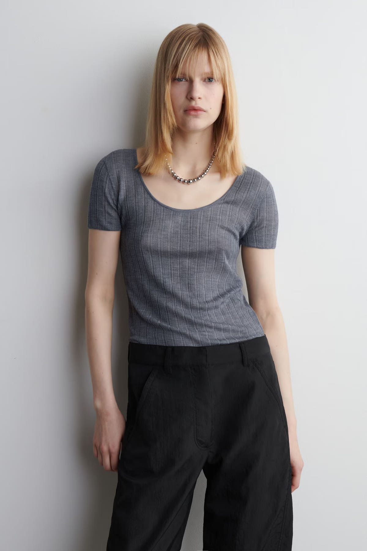 Ribbed-knit Silk T-shirt | COS UAE