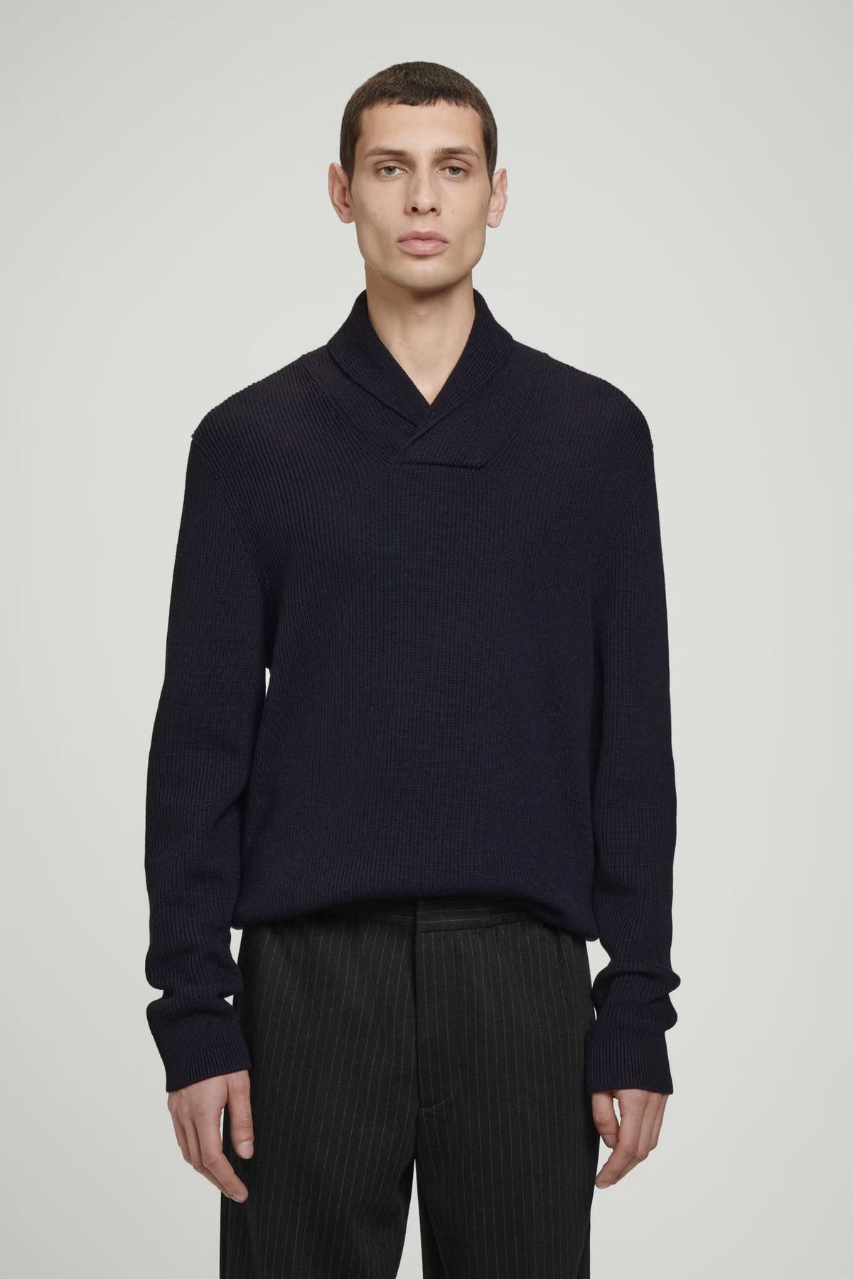 Shawl-collar Ribbed Merino Wool Jumper | COS UAE