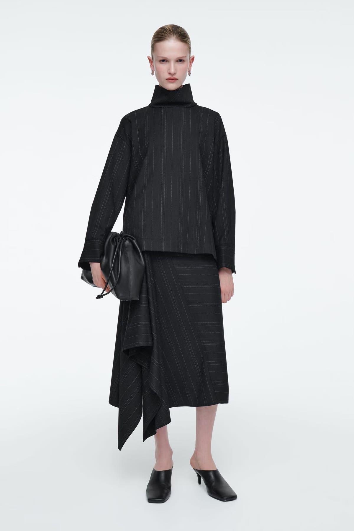 Pinstriped Funnel-neck Blouse | COS UAE