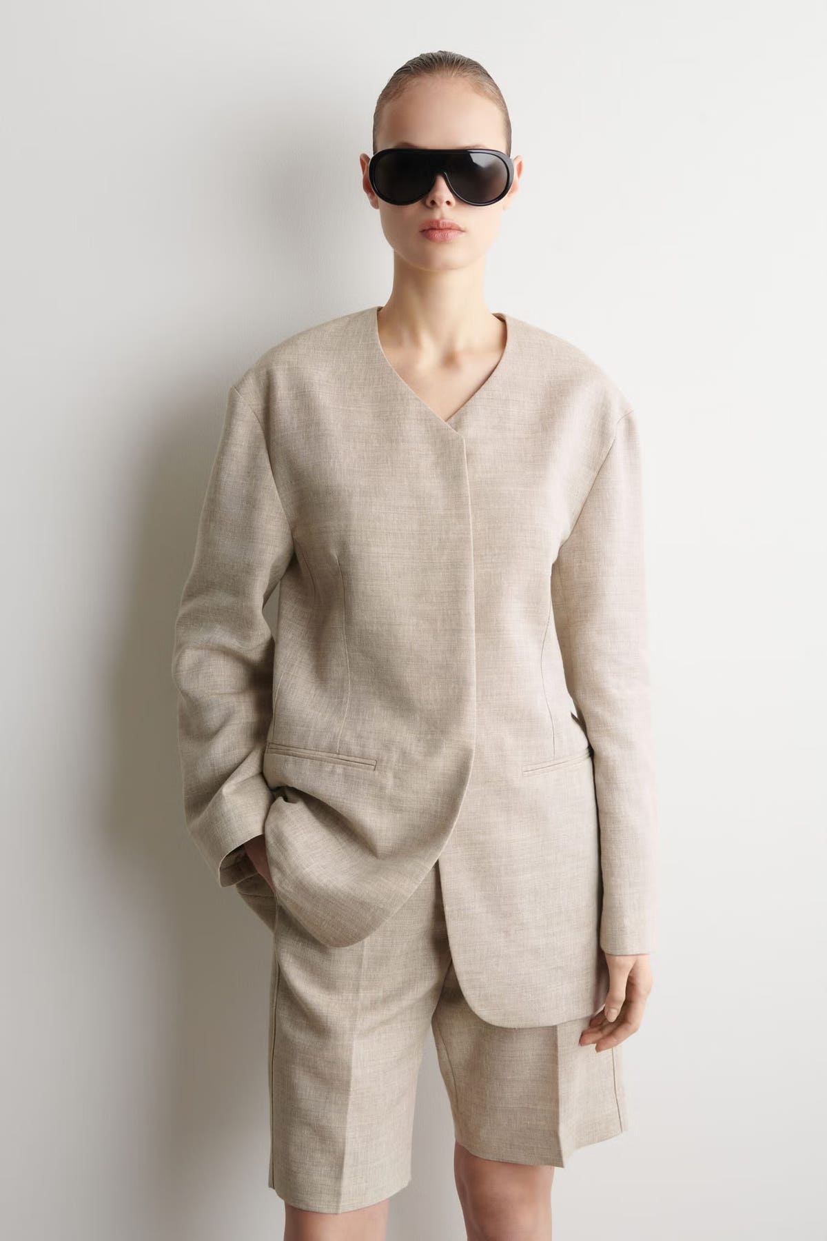 Structured Collarless Linen Blazer | COS UAE