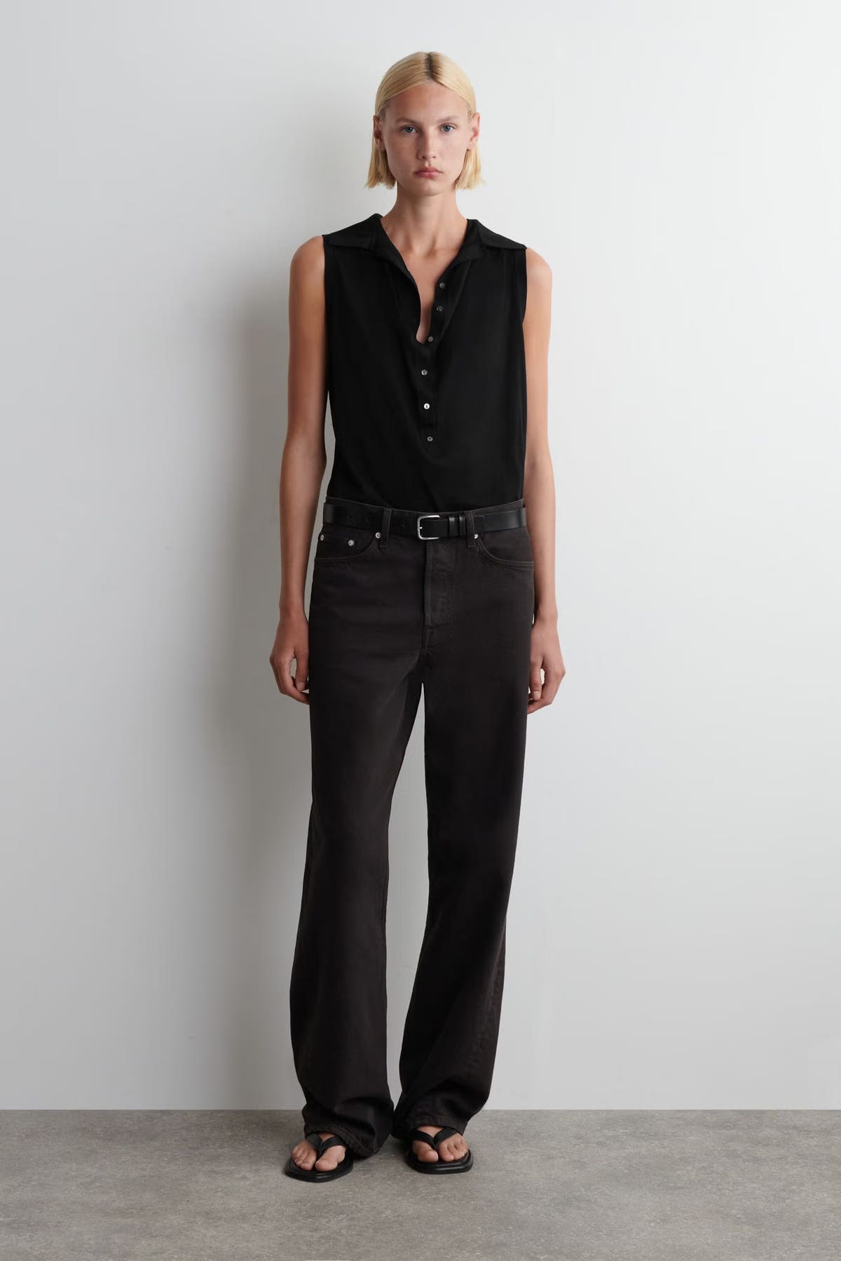 Sleeveless Silk-cotton Polo Top | COS UAE