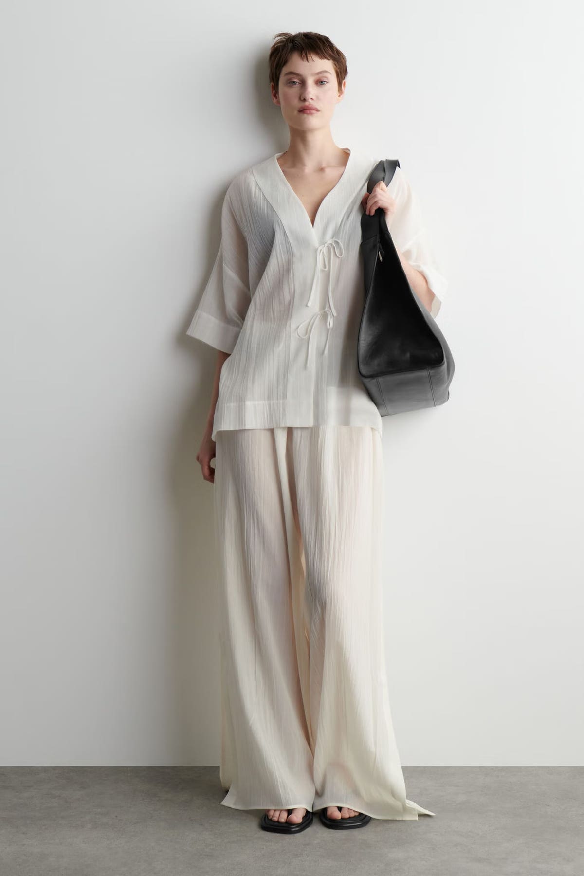 Crinkled Tie-front Beach Shirt | COS UAE